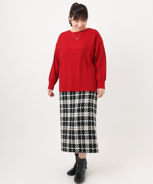 大きいサイズ/LAVEANGE×eur3】レースバイカラーニット | エウル