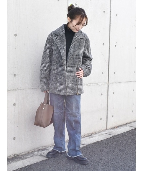 quaranciel:〈洗濯機可能〉ストライプ ハイウエスト ワイドパンツ